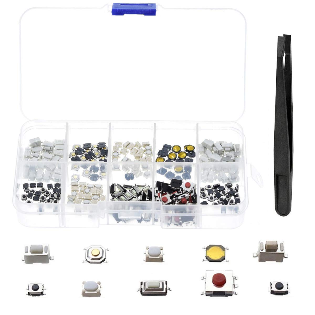 Snapklik.com : DAOKI 250PCS 10 Value Micro Momentary Tactile Push Button Switch SMD DIP ...