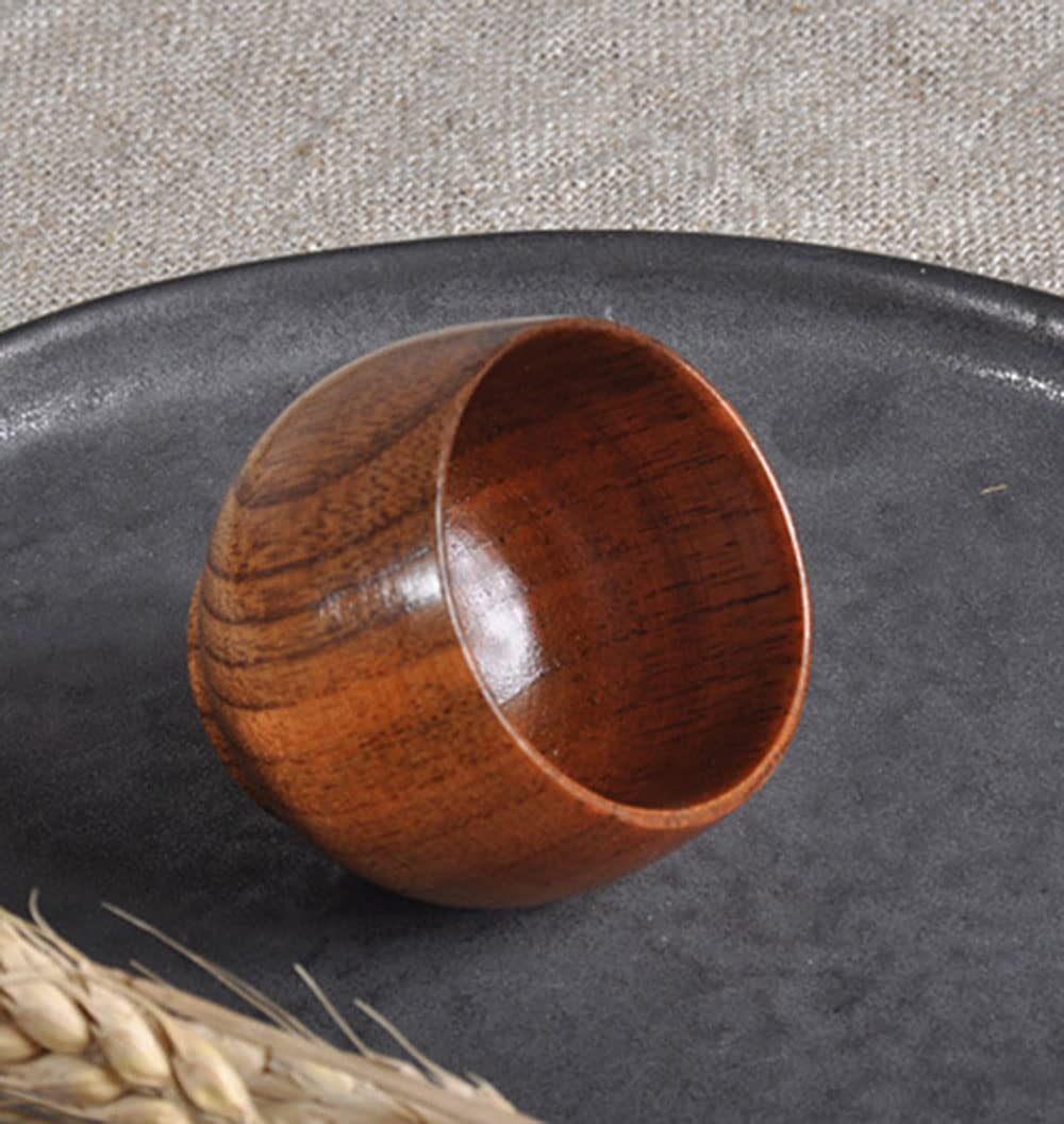 Snapklik.com : 6 Pack Wooden Small Cup Natural Solid Wood Mug For ...