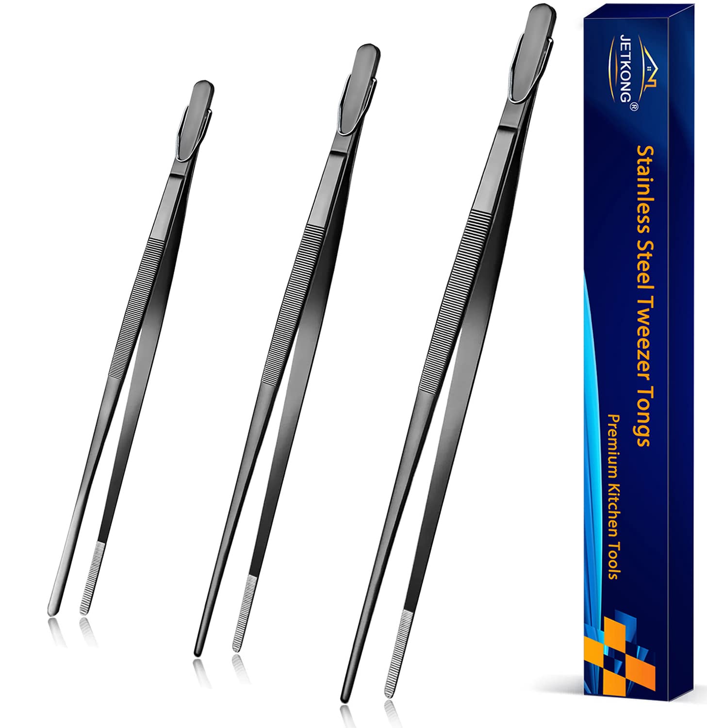 Snapklik.com : JETKONG Extra Long Kitchen Tweezers Heavy Duty Stainless ...