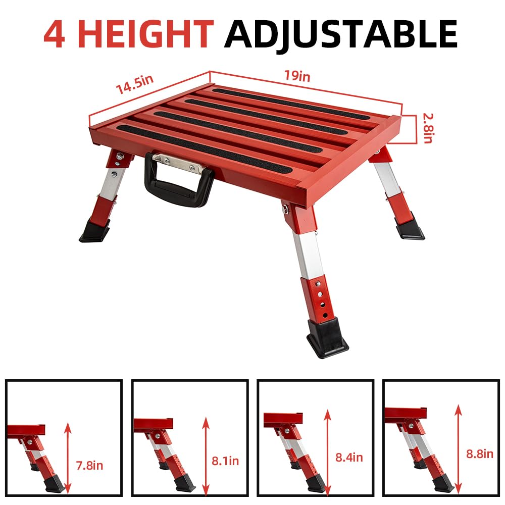 Snapklik.com : Homeon Wheels Foldable RV Step Stool, Portable Aluminum ...
