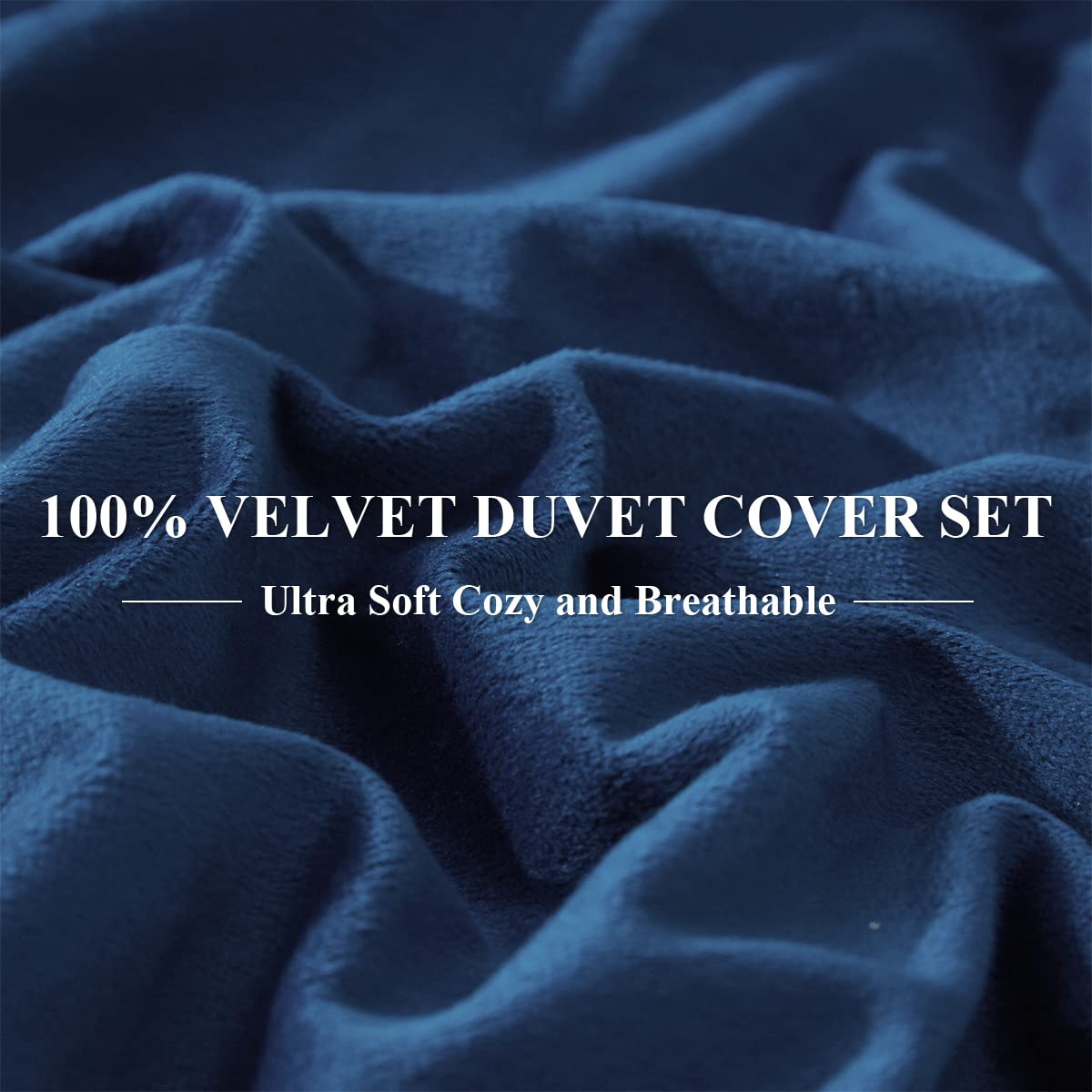 Ivellow Velvet Duvet Cover King Size 3 Pcs Flannel Navy Blue Duvet ...
