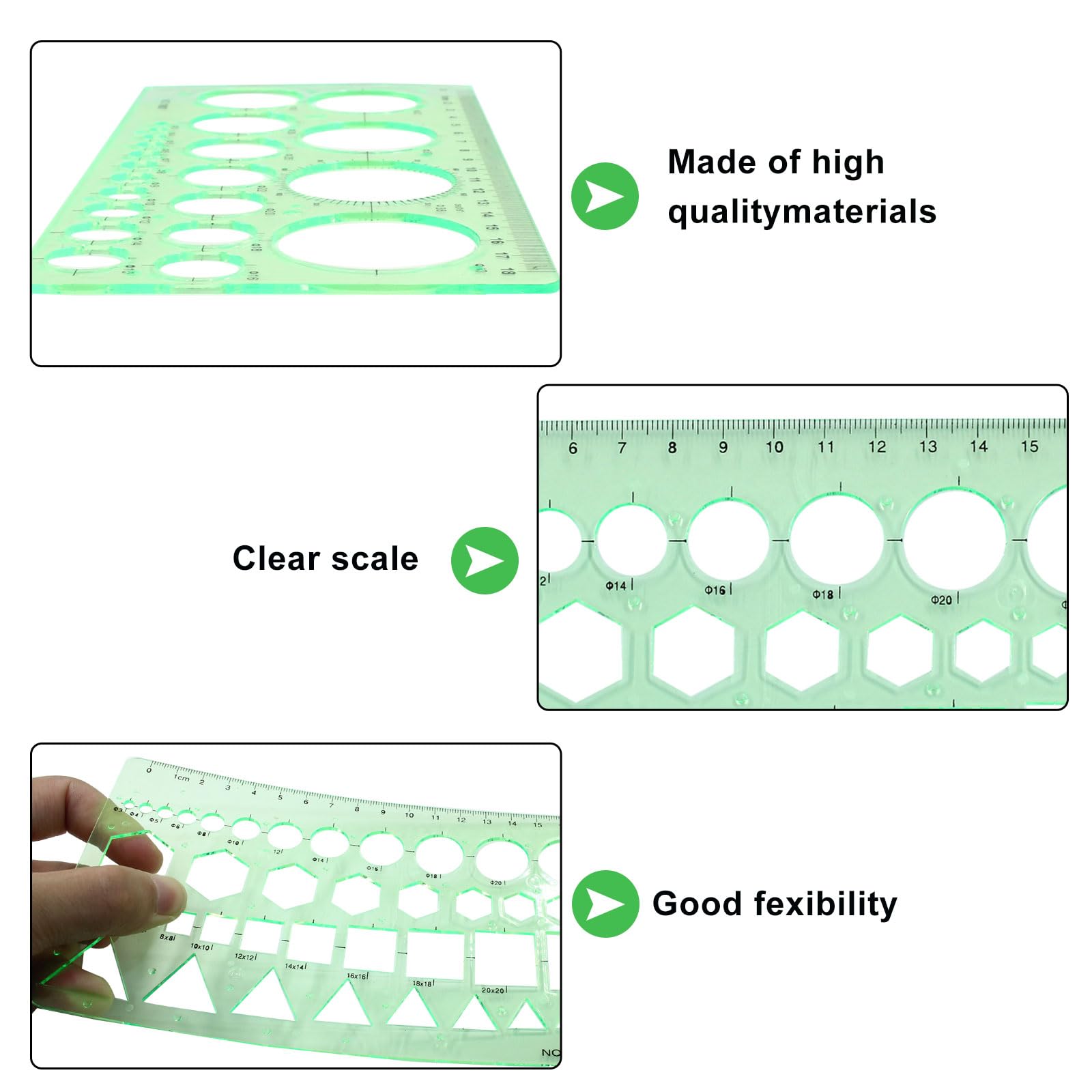 Snapklik.com : Unlorspy 2 PCS Circle Template Clear Green Plastic Scale ...