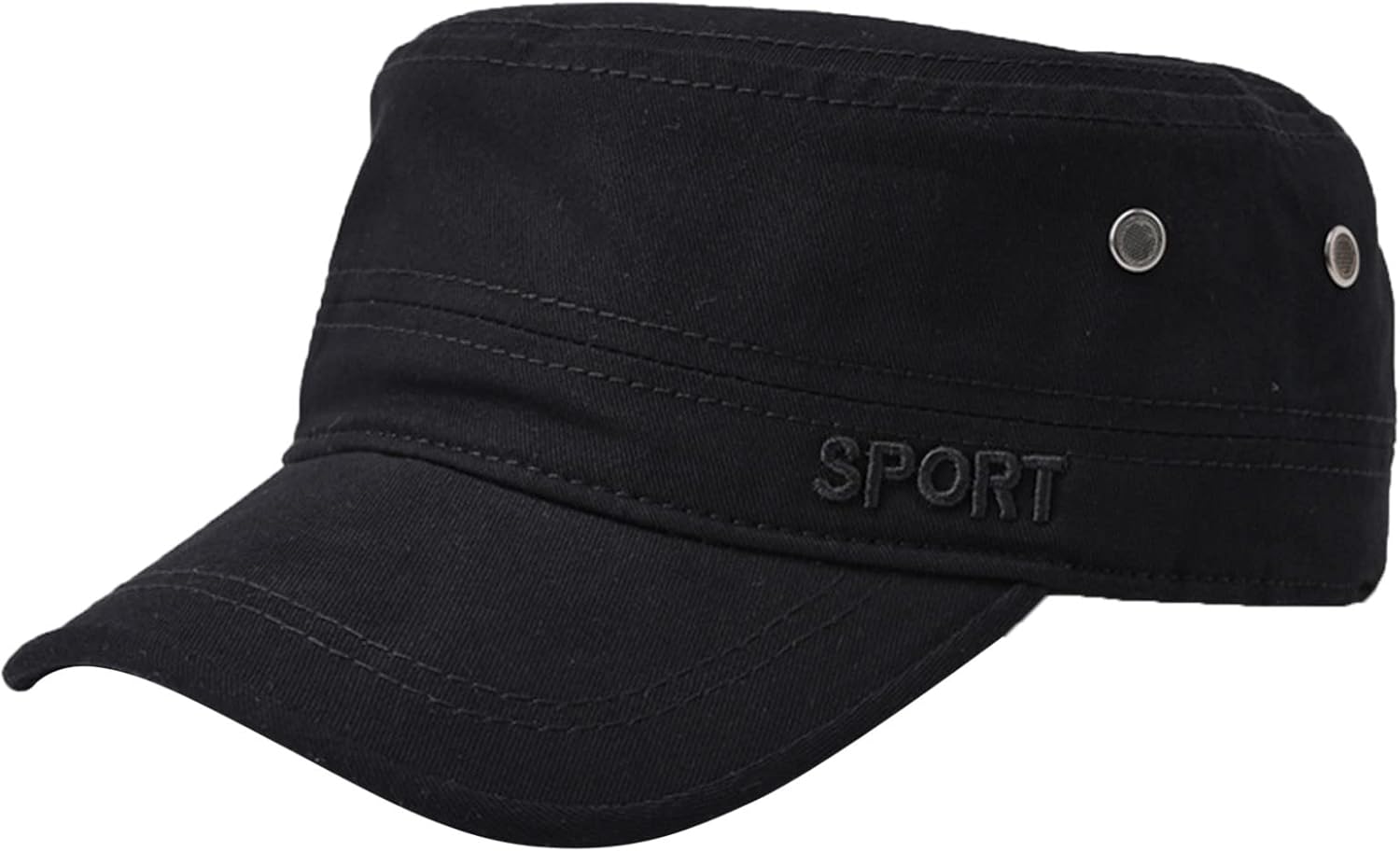 Unisex Cadet Cap Adjustable Flat Top Cap Washed Cotton Baseball Cap ...