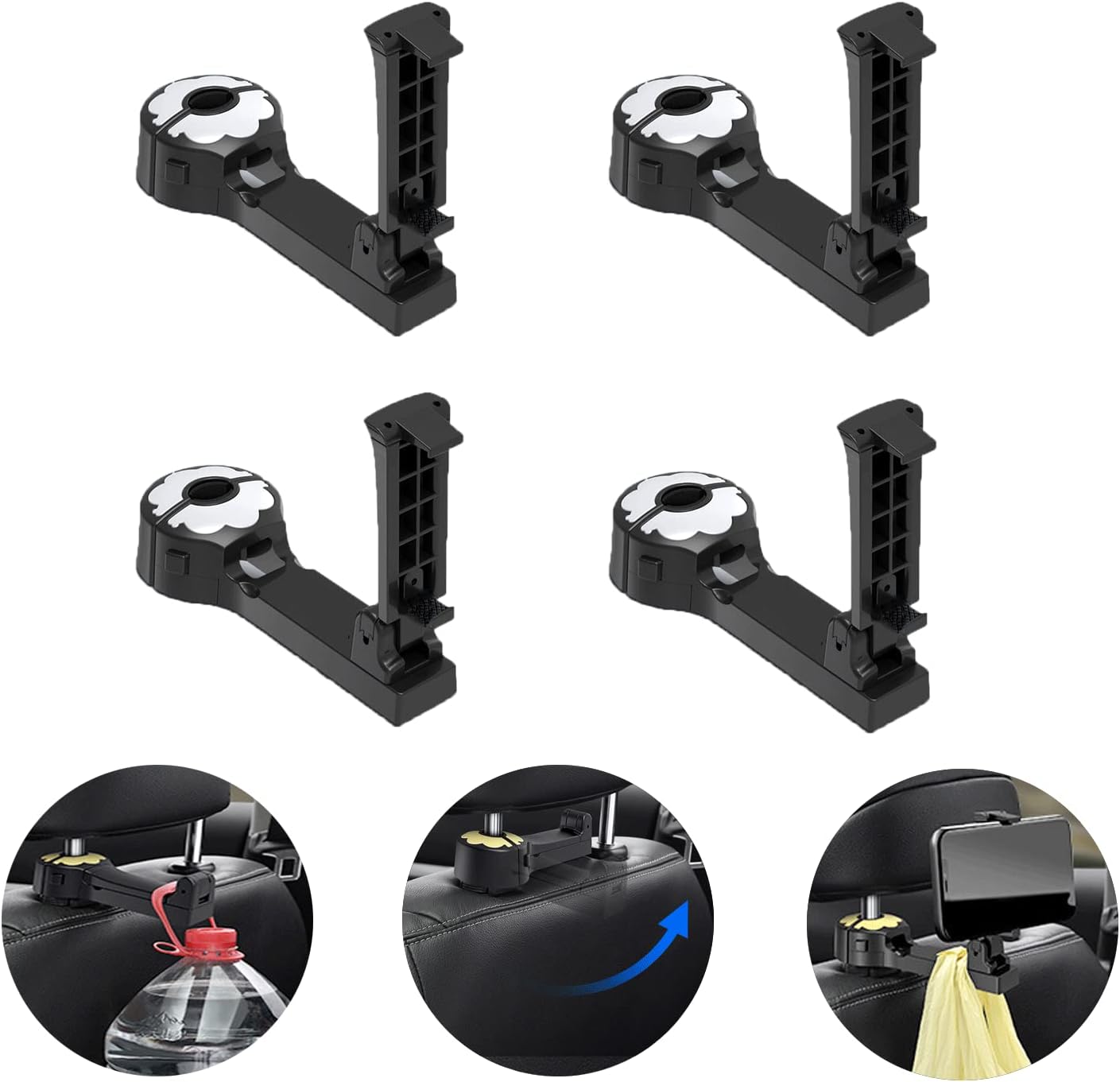 Amazon.com: jubim (4 Pcs) 2 in 1 Car Headrest Hidden Hook, Car Back ...