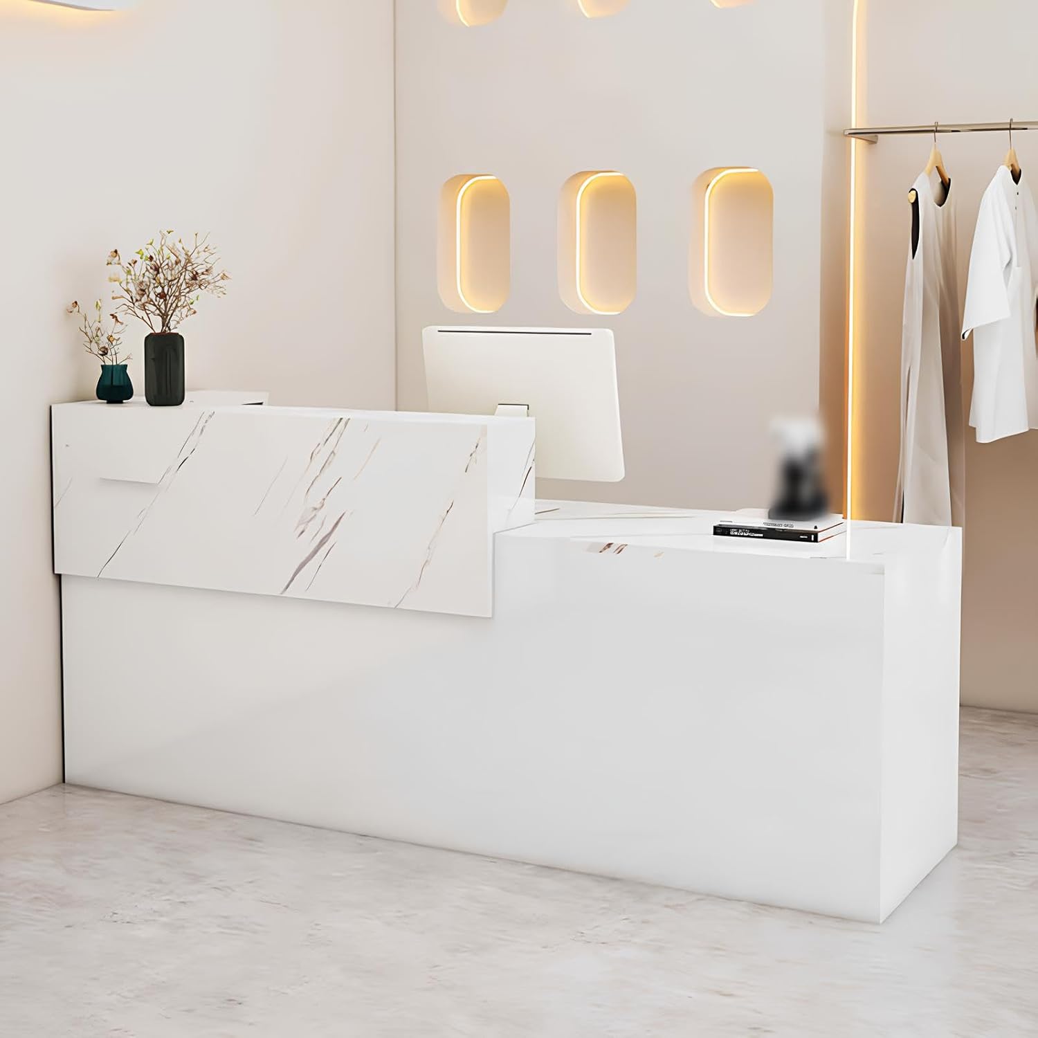 Amazon.com: L-Shape Reception Desk Room Front Desk, Modern Retail ...