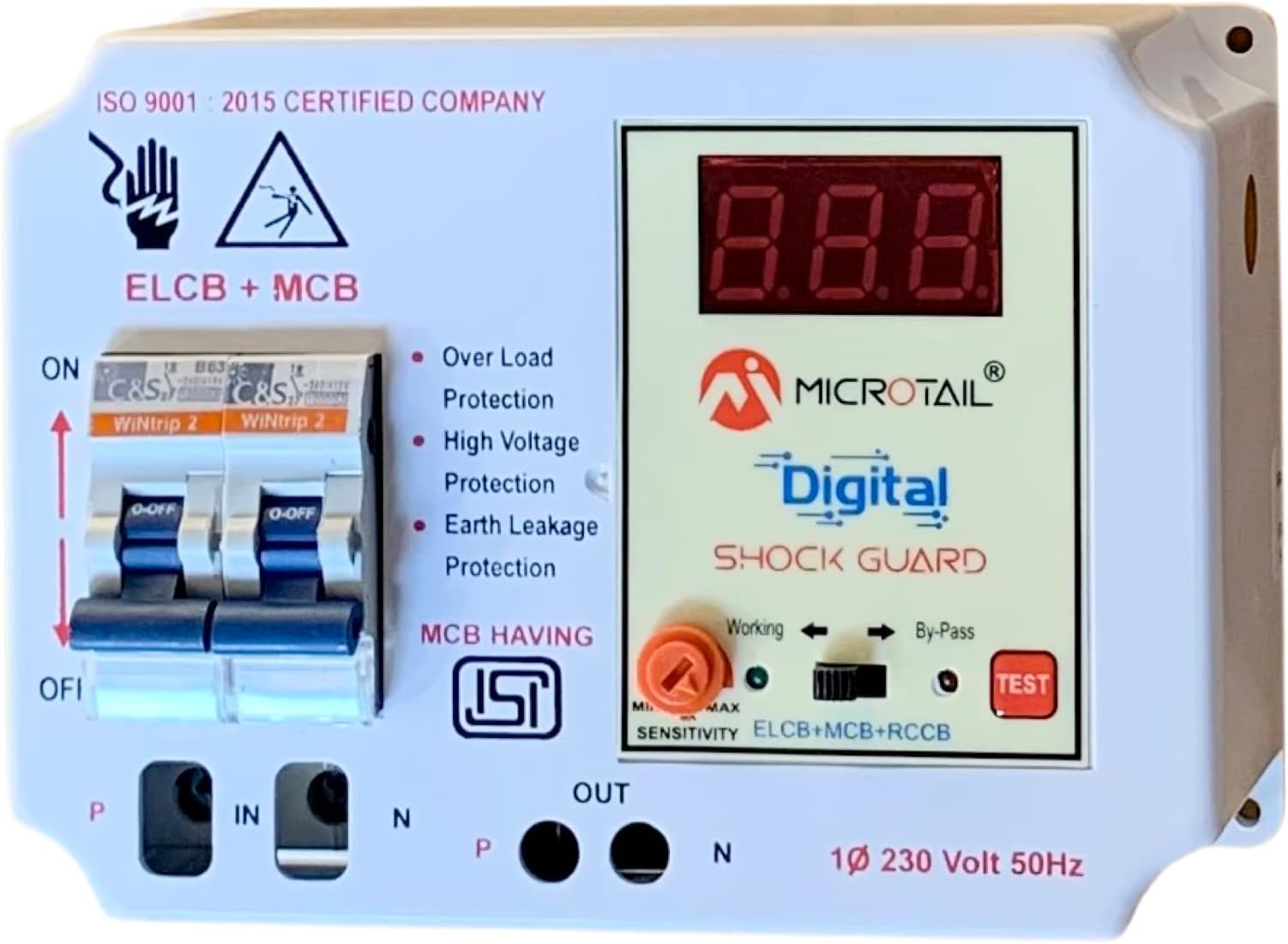 Microtail Digital ELCB Single Phase 63 Amp 2 Pole ELCB + RCCB + ISI ...