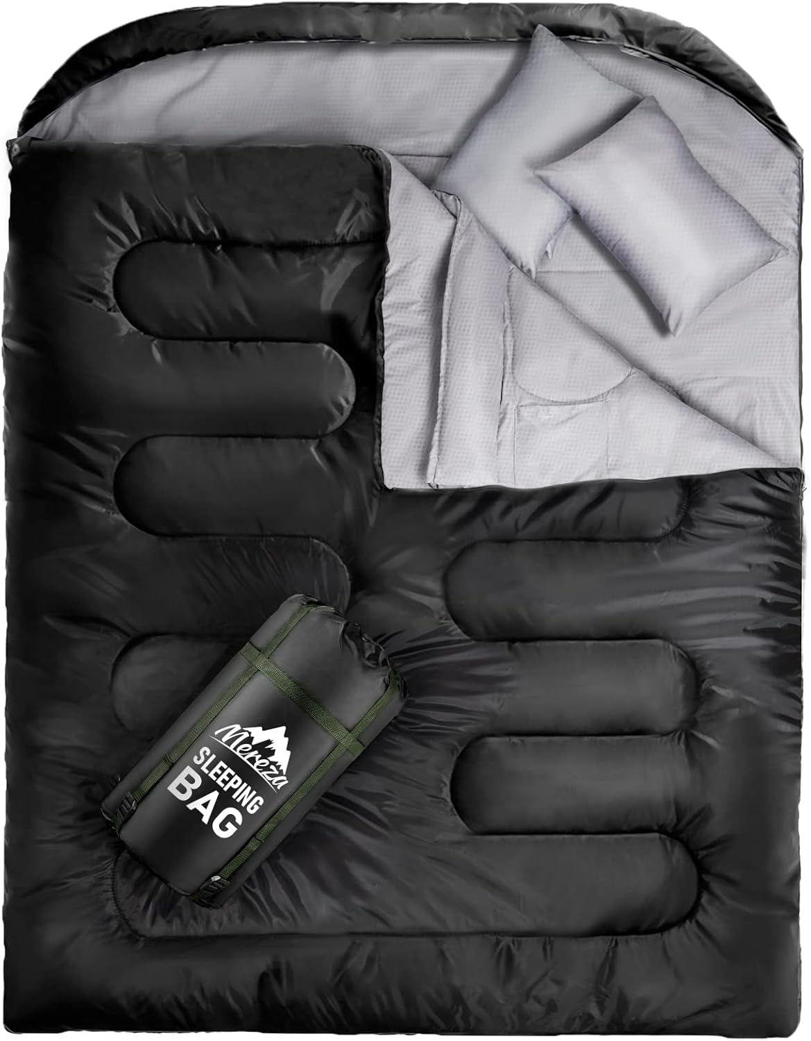 Amazon.com : MEREZA Double Sleeping Bags for Adults with Draft Tube ...