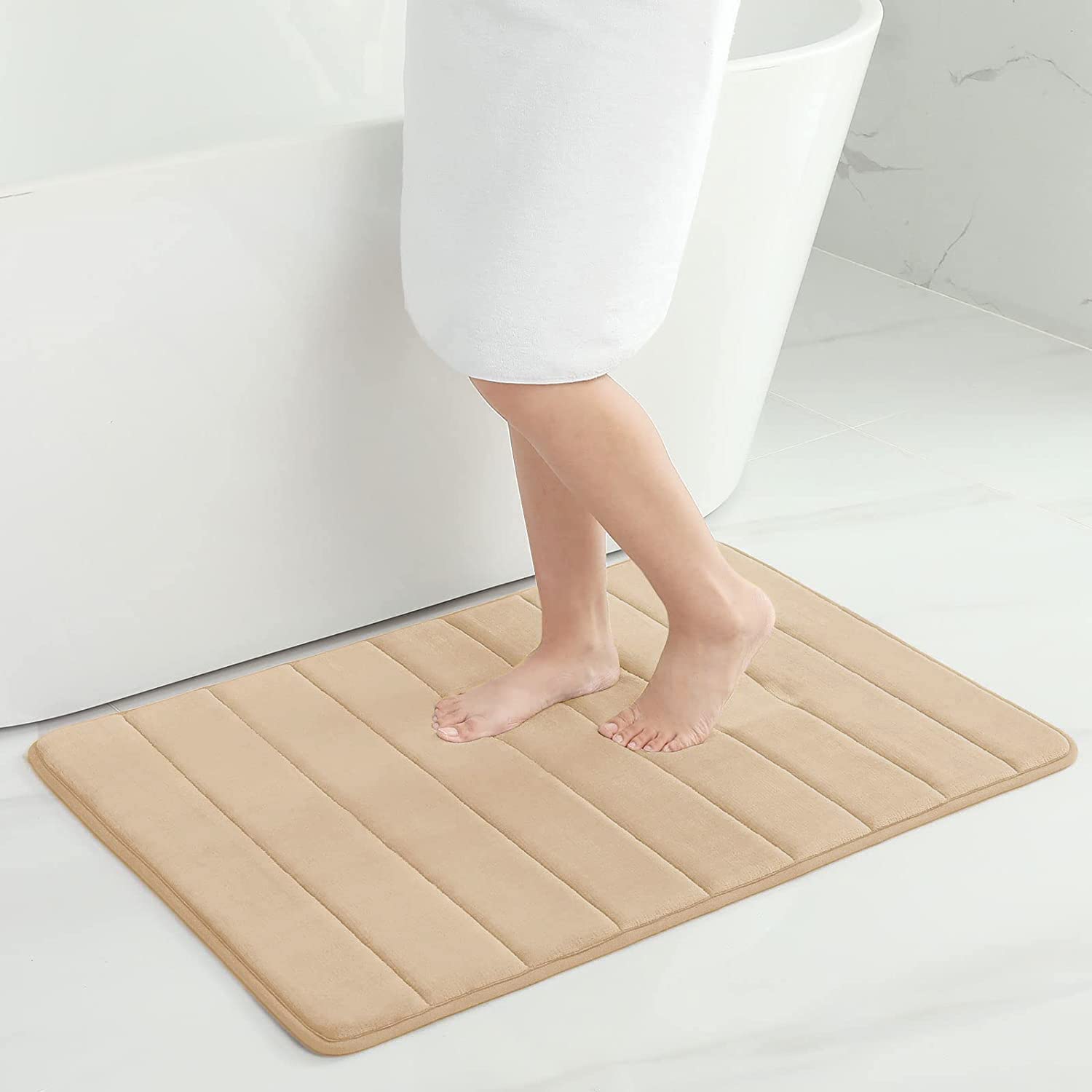 smiry Memory Foam Bath Mat, 60 x 90 cm, Extra Soft Non-Slip Bathroom ...