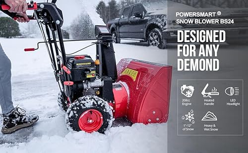 PowerSmart 24-Inch Self-Propelled Gas Snow Blower, Powered by B&S 208cc ...