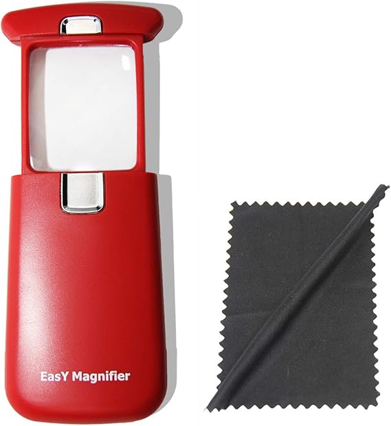 Amazon.com: EasY Magnifier Small Pocket Magnifying Glass 3X with LED ...