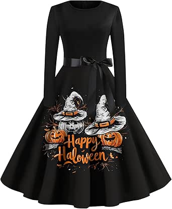 Amazon.com: Witch Costume for Woman Flattering Pumpkin Witchy Halloween ...