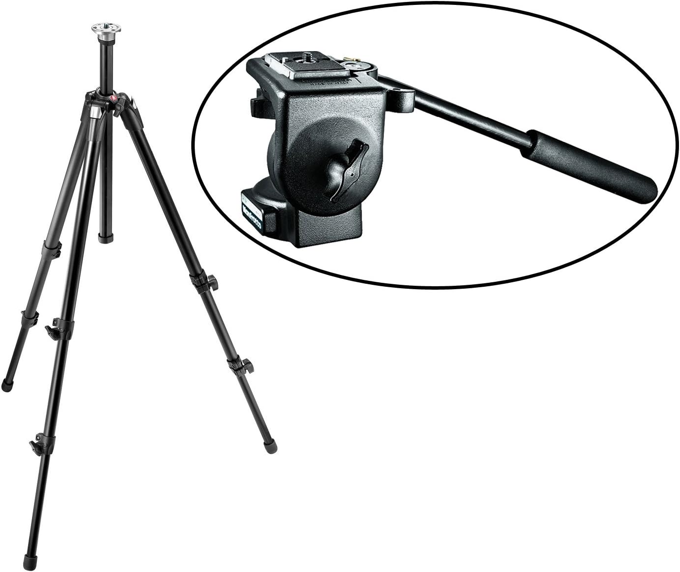 Amazon.com : Manfrotto Basic 055XDB Tripod (Black) Outfit with 128RC ...