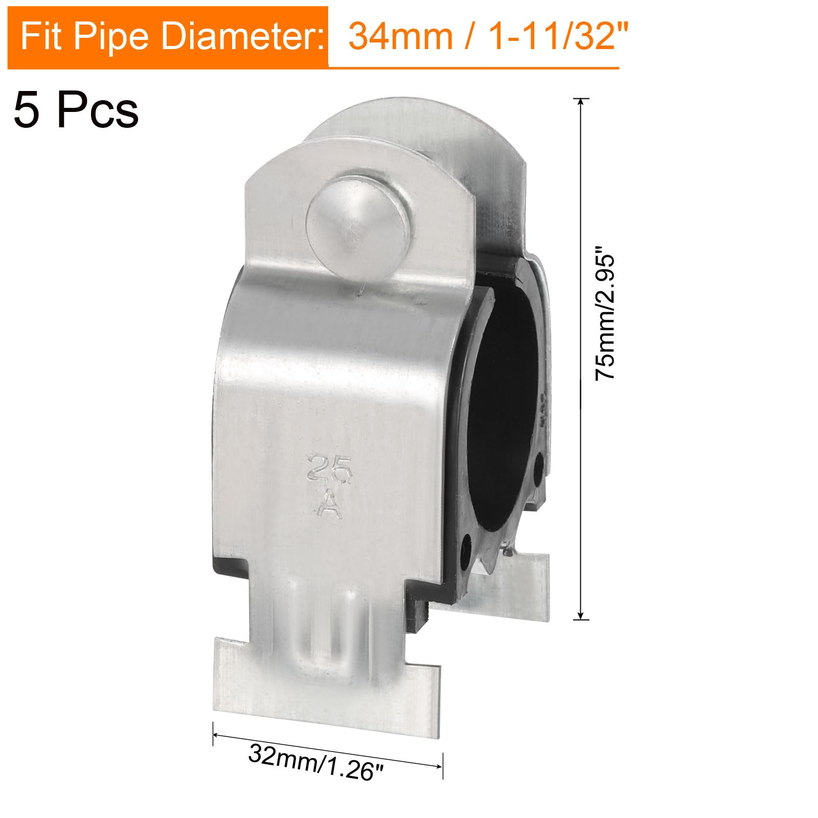 Snapklik.com : Uxcell Rubber Cushion Strut Clamp 5Pcs 1-11/32 ...