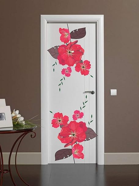 Decor Villa™ PVC Vinyl Flower Door 3D Wall Sticker JUST Peel & Stick ...
