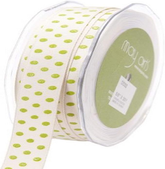 Amazon.com: May Arts 5/8-Inch Wide Ribbon, Champagne and Green Polka Dot