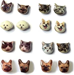 Amazon.com: Custom Pet Stud Earrings, Personalized Dogs Cats Studs ...