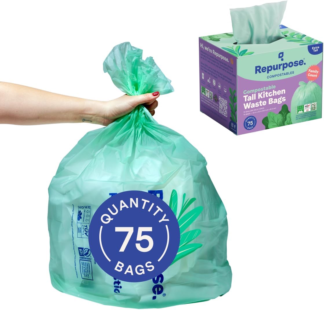 Amazon.com: Repurpose 13 Gallon Compostable Kitchen Trash Bags, BPI ...