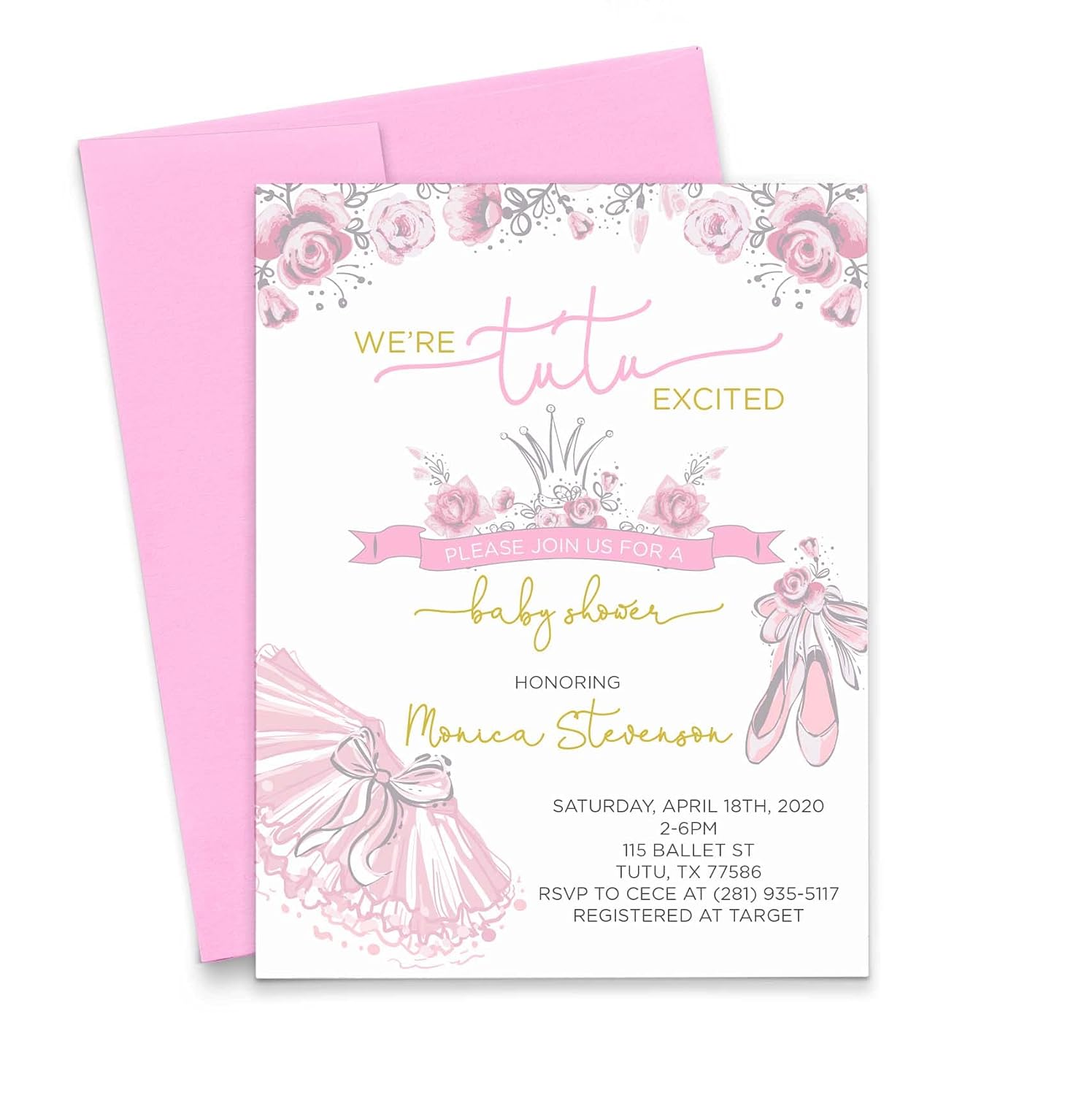 Amazon.com: Personalized Baby Shower Invitations Girl ballerina, Ballet ...