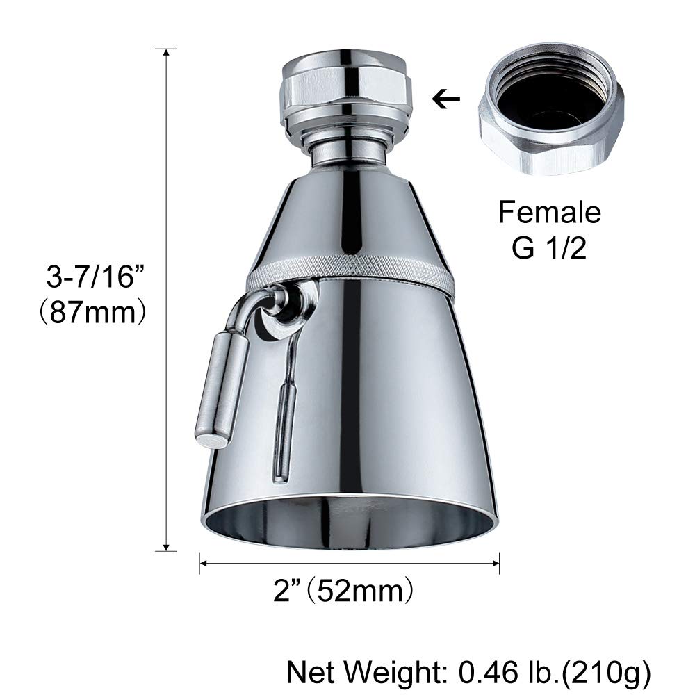 Snapklik.com : High Flow Shower Head, Angle Simple Solid Brass