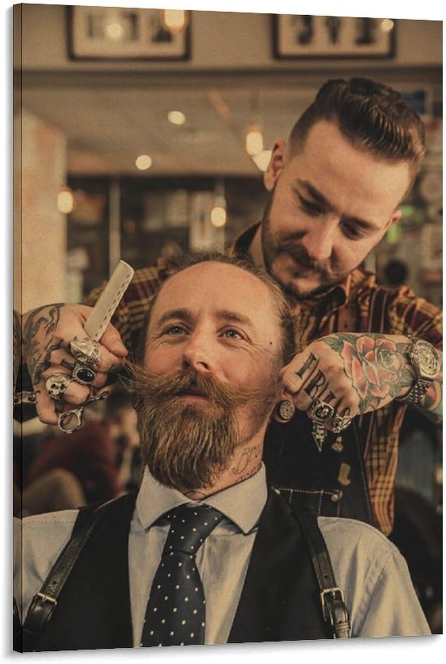 Amazon.com: Vintage Beard Barber Wall Art Barbershop Poster Male ...