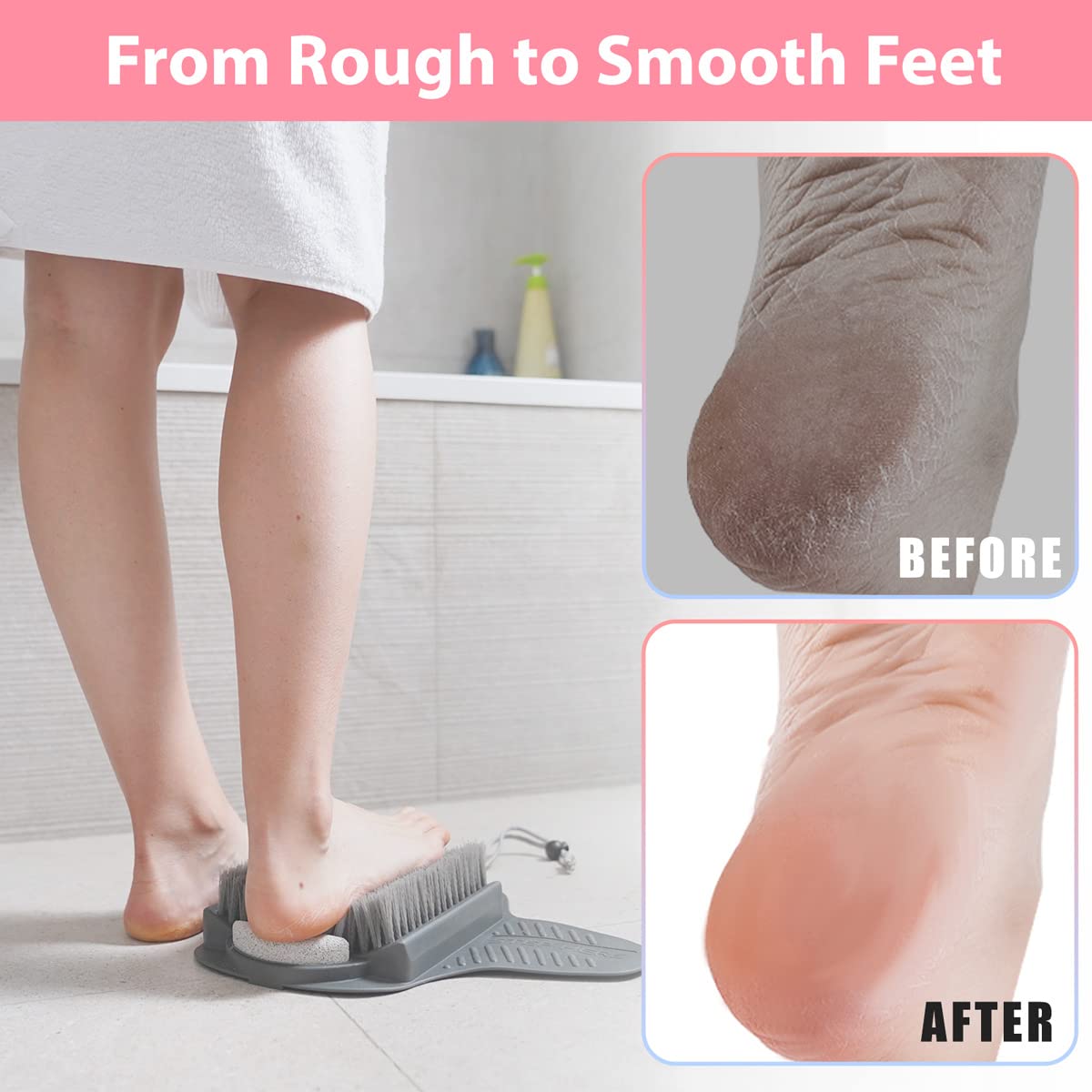 Efforest Shower Foot Scrubber Mat with Pumice Stone - Cleans, Smooths ...