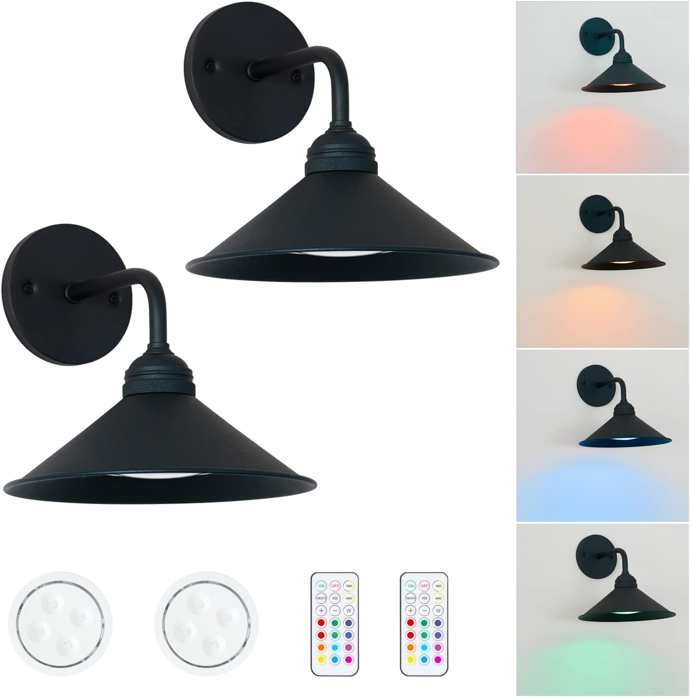 NookNova Battery Operated Wall Sconce, Wireless Sconces Set of 2 ...