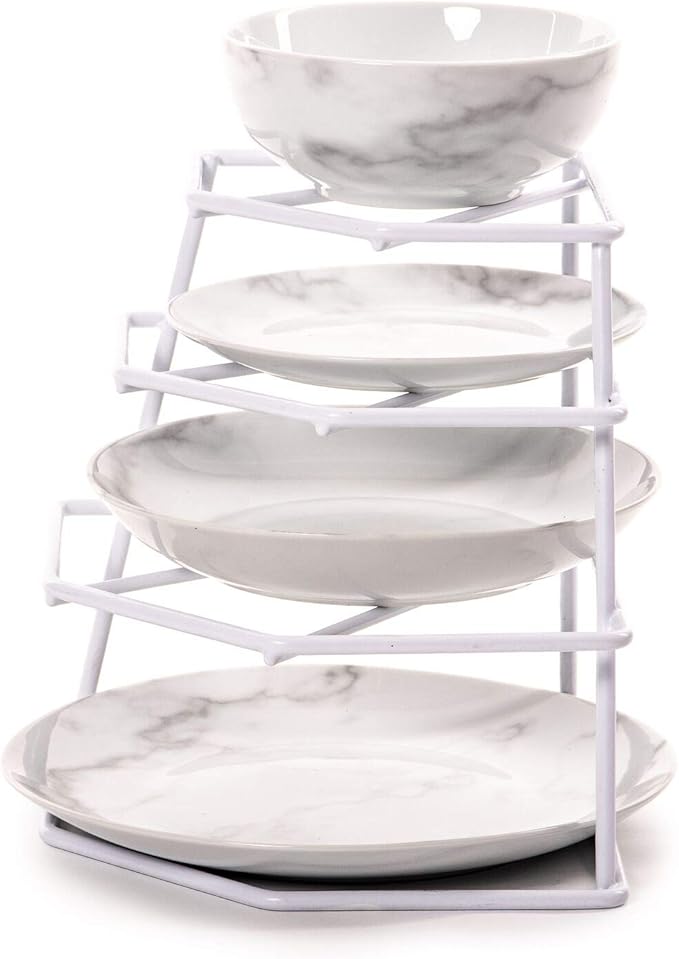 Home Treats Corner Plate Rack for Kitchen Cupboards | White Plate ...