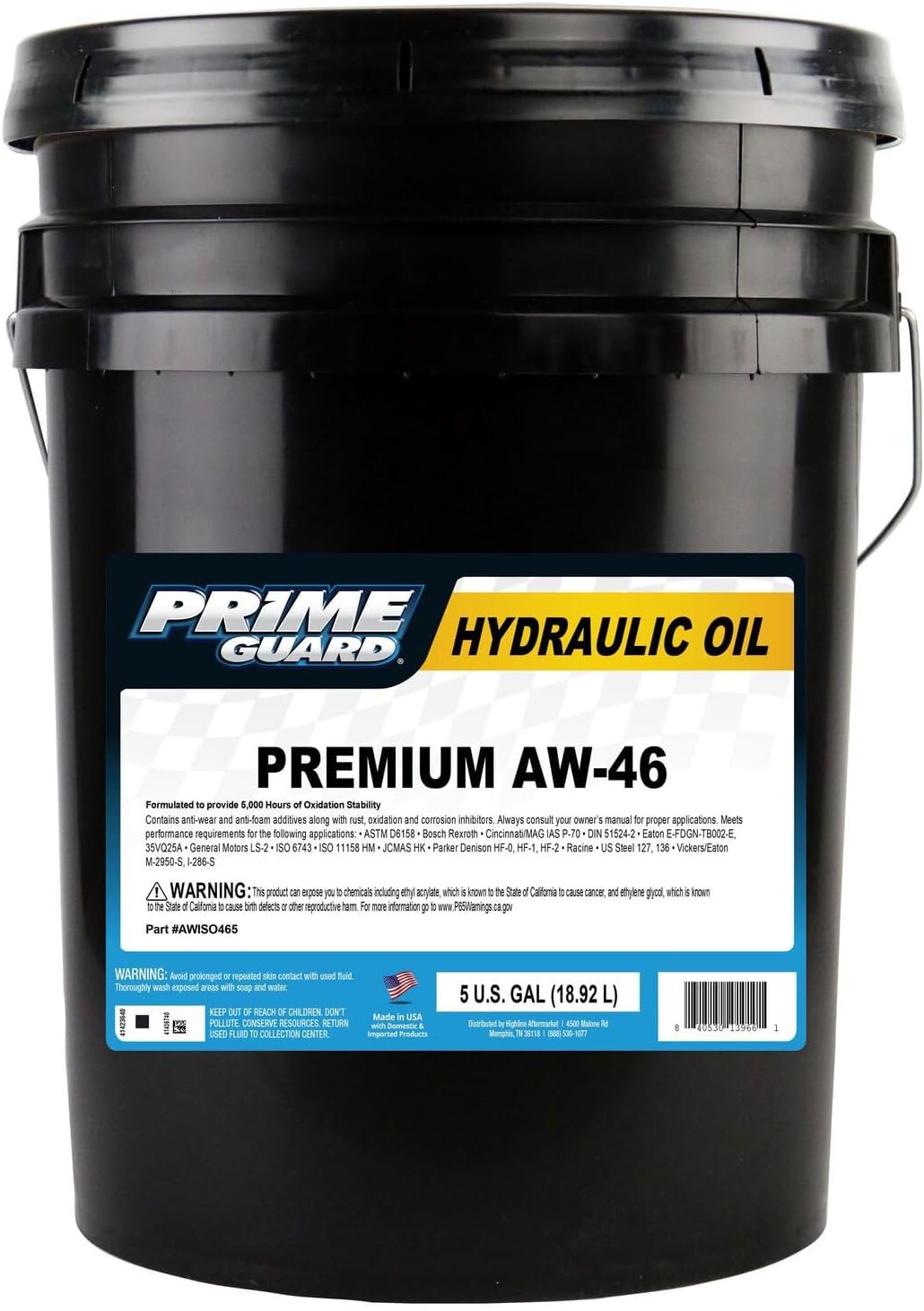 Prime Guard Premium ISO AW-46 Hydraulic Oil - 5 Gallon