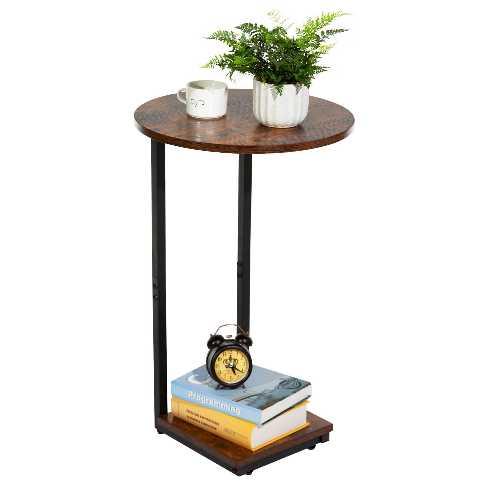 Hosfais Round Side Table C Table, End Table for Small Space, C Shaped ...