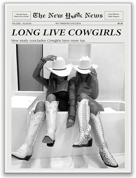 Amazon.com: Coastal Cowgirl Wall Art Newspaper Print Wall Art - Western ...