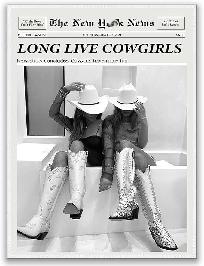 Amazon.com: Coastal Cowgirl Wall Art Newspaper Print - Western Wall Art ...