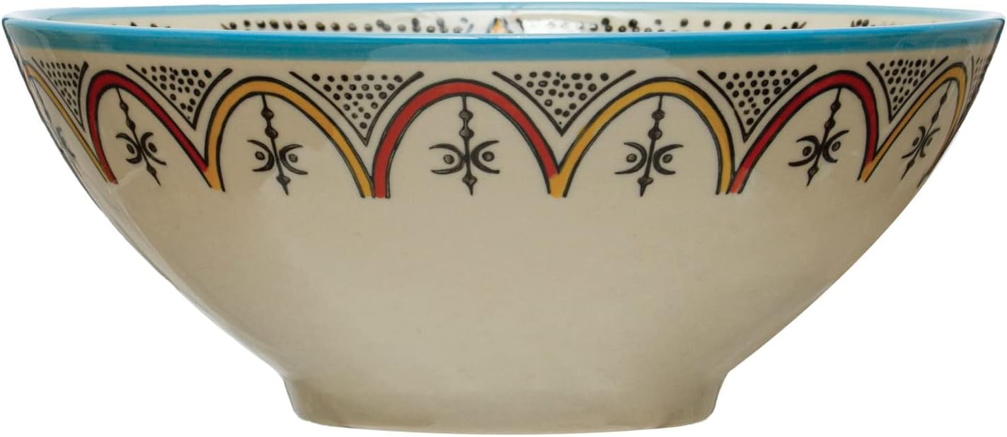 Amazon.com: Creative Co-Op Hand Painted Stoneware, Multicolor Bowl ...
