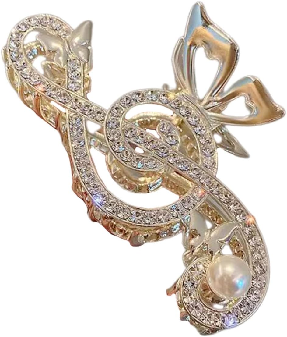 Amazon.com : Music Note Rhinestone Hair Claw for Women Girls Pearl ...