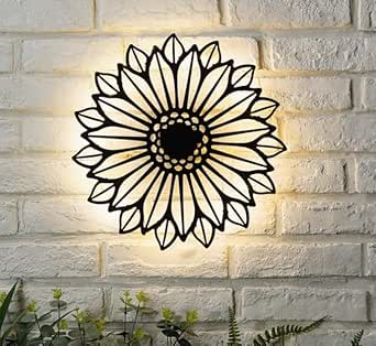U.saf Wall Art Solar Light - Elegant Flower Design - Outdoor ...