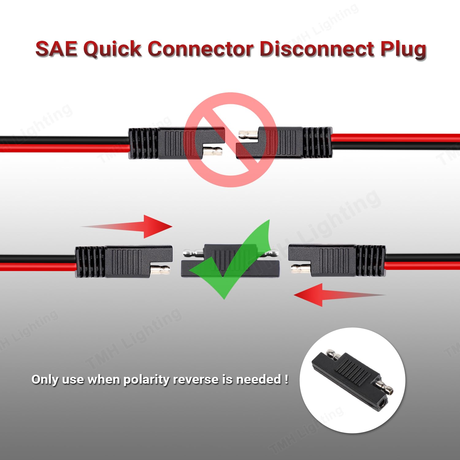 Snapklik.com : TMH Connector Cable 1 FT SAE Connector Extension 14 AWG ...