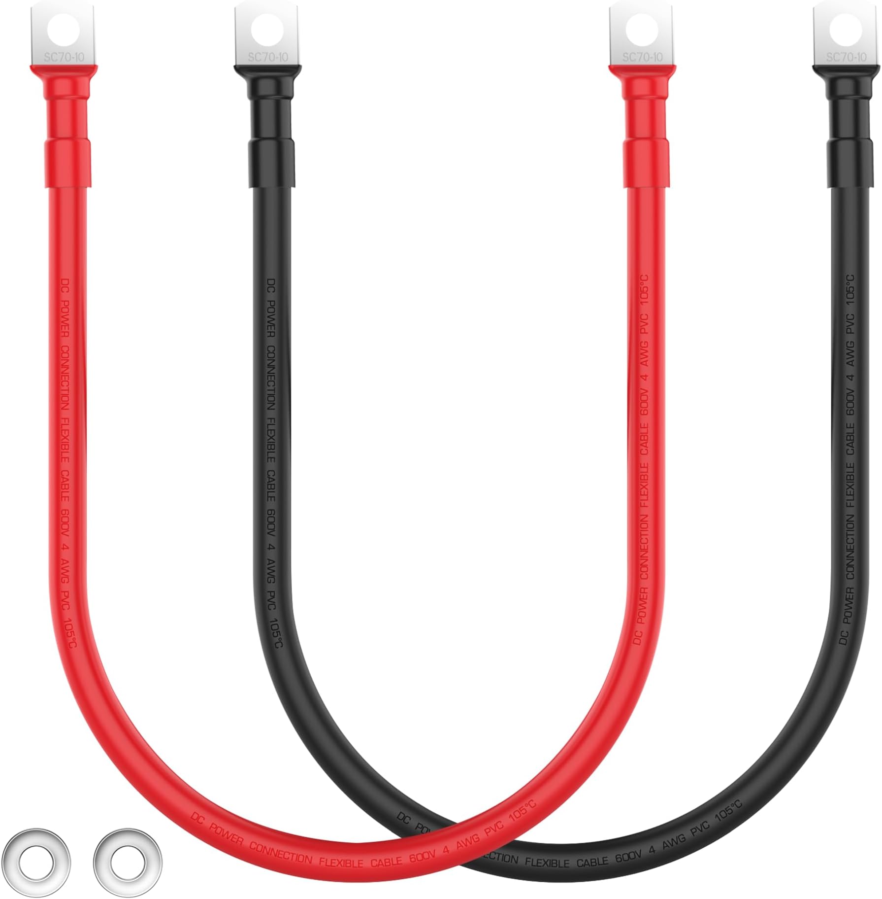 Amazon.com: LEESKY 4AWG Battery Cables 4 Gauge 2 Feet Pure Copper ...