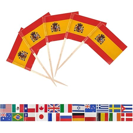 Amazon.com : JAVD CYPS 100 Pcs Spain Flag Spanish Toothpick Flags ...