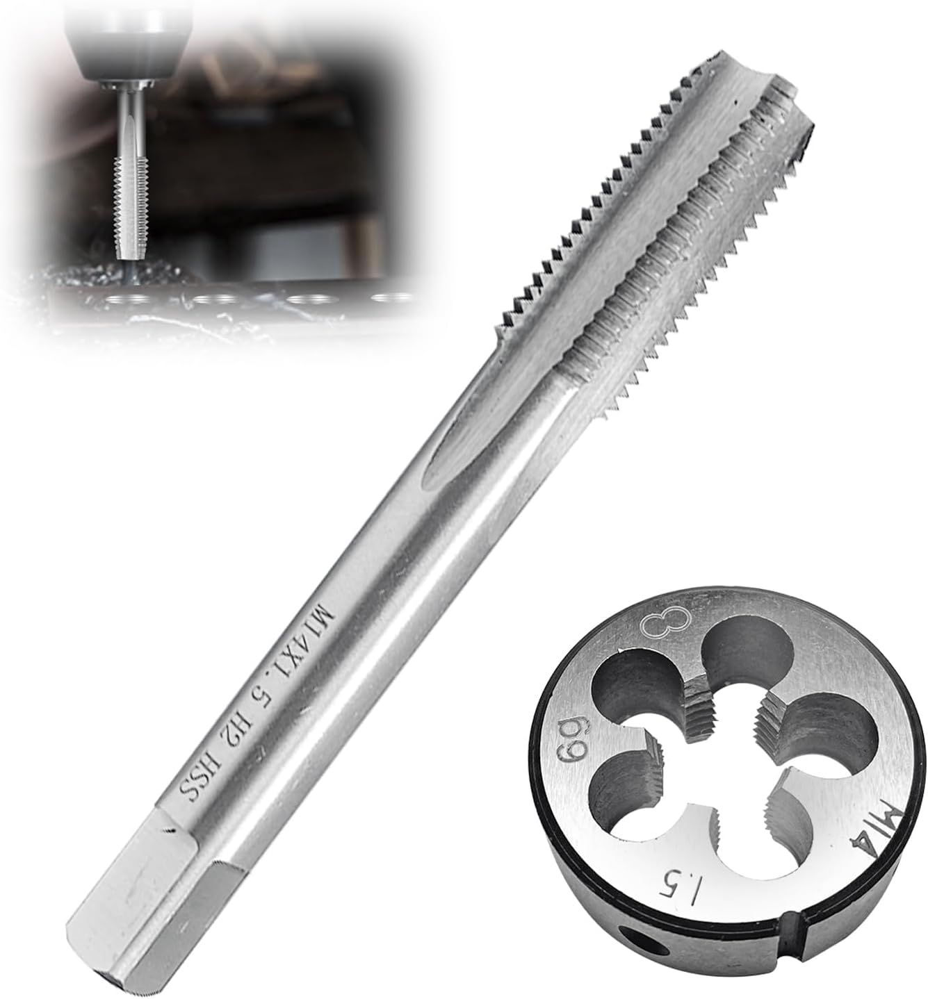 2 Pièces Ensemble Tarauds et Filières, M14x1,5mm Filetage Taraudage ...