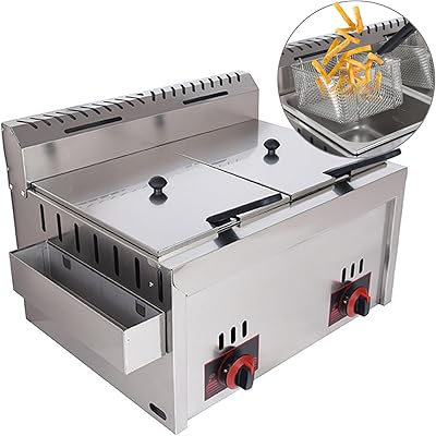Amazon.com: Commercial Flat Top Grill and 6L Deep Fryer Combo, Gas ...