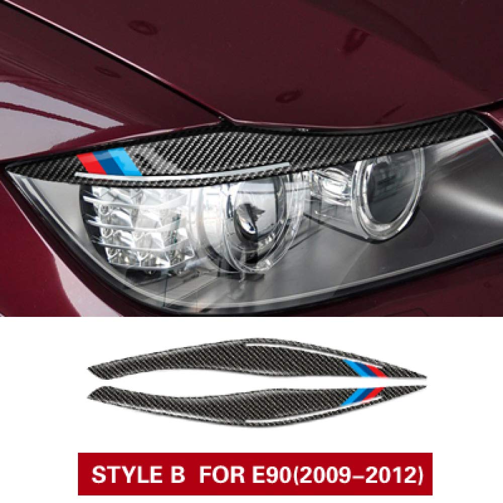 Carbon Fiber Headlights Eyebrows Eyelids Car Stickers For Bmw E90 ...