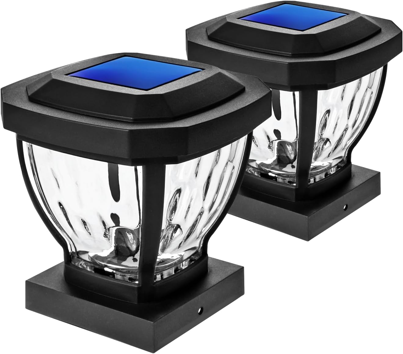 Amazon.com: Home Zone Security Solar Post Cap Lights - Decorative Glass ...