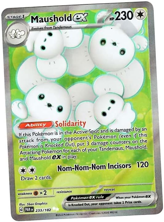 Amazon.com: Pokemon - Maushold ex 233/182 - Paradox Rift - Full Art ...