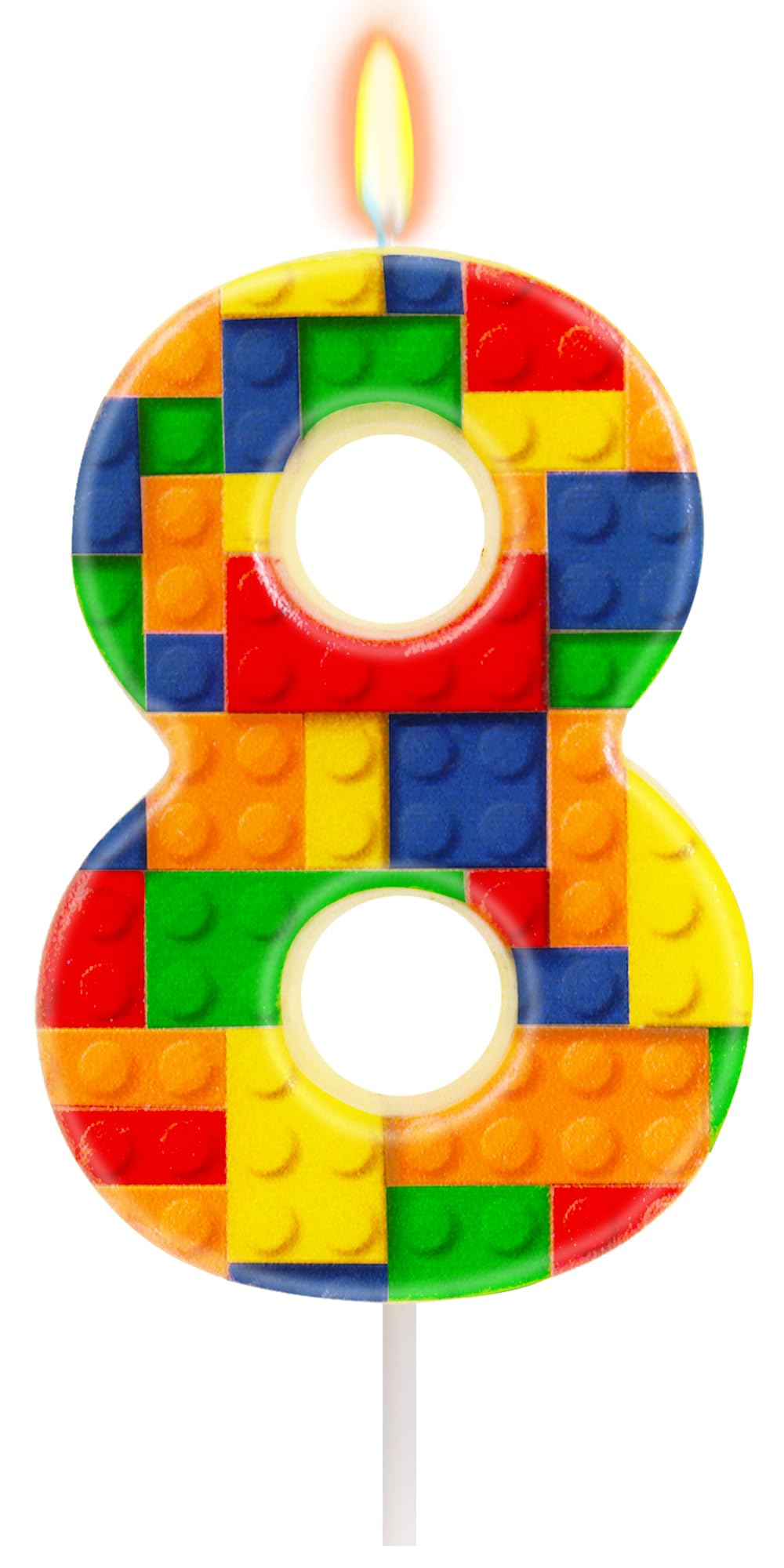Amazon.com: Building Blocks Birthday Cake Candle - Numeral Birthday ...