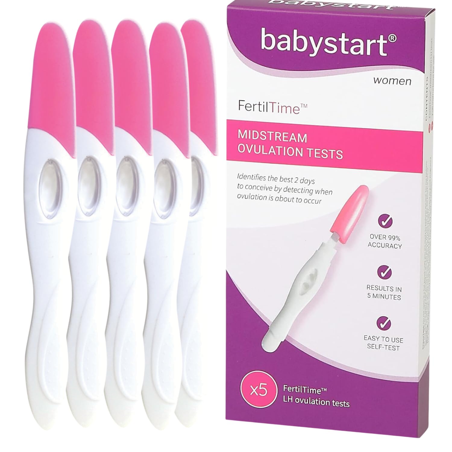 Babystart FertilTime Ovulation Tests, 5X LH Test Strips Sticks ...