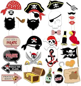 Dusenly 30pcs Pirate Photo Booth Props Pirate Party Selfie Props Pirate ...
