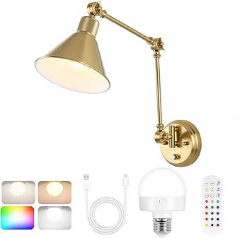 TRLIFE Rechargeable Battery Operated Wall Sconce, Dimmable and ...