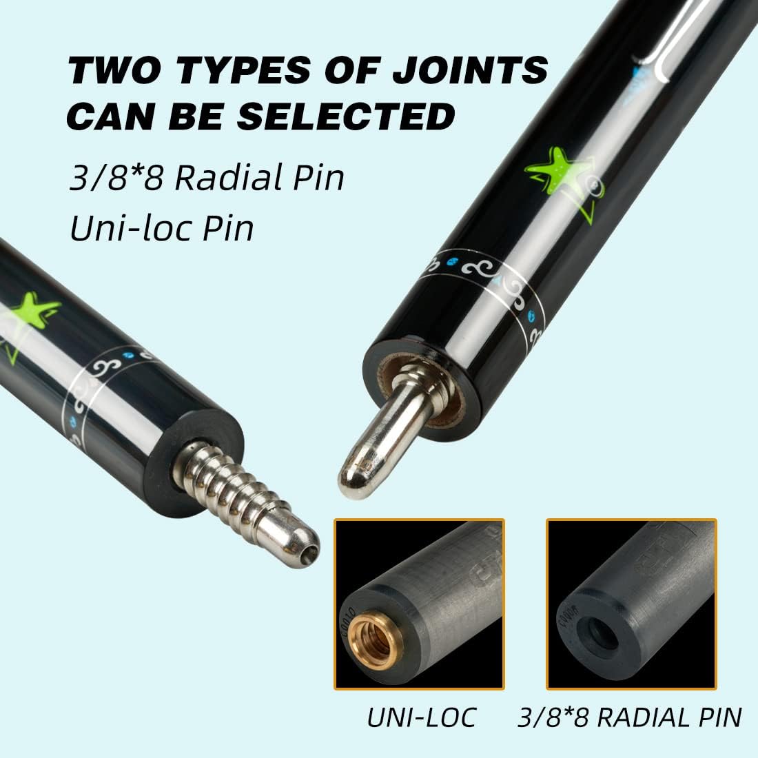 Buy CRICAL Carbon Fiber Pool Cue Stick 11.5mm 12.5mm Uni-loc 3/8x8 ...