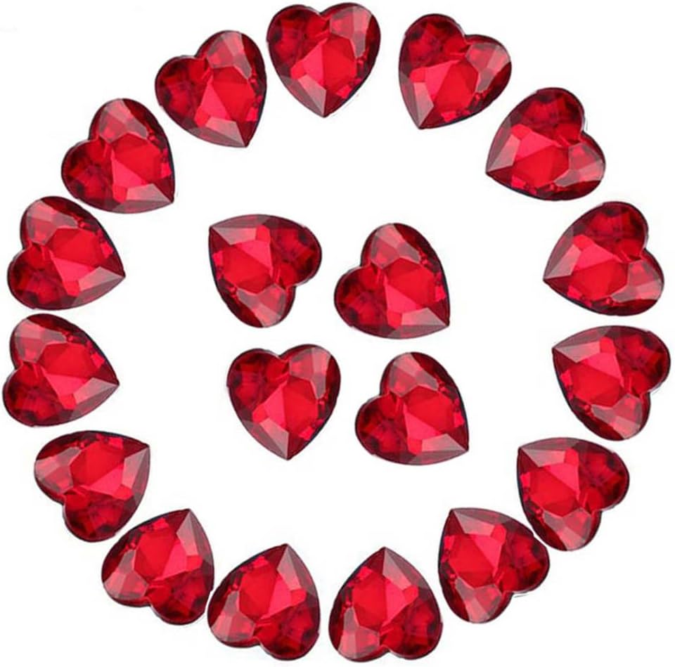 Amazon.com: 700 Pcs 2 Sizes Red Acrylic Hearts Charms Crystal Heart ...