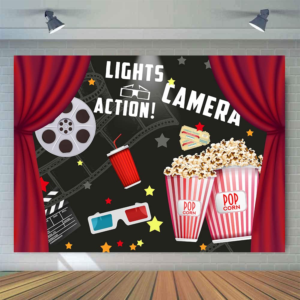 Buy EMTOBT 7x5ft Movie Theater Backdrop Red Curtain Night Photography ...