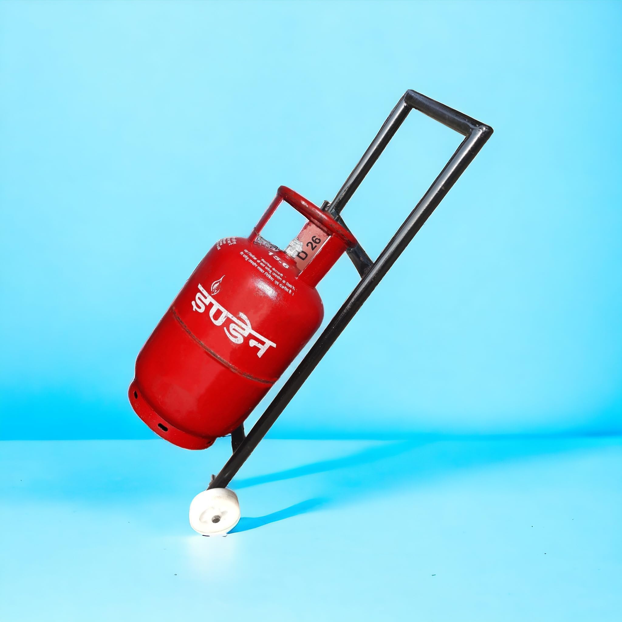 Anamika Heavy Duty LPG Gas Cylinder Trolley with Two Hooks & Two Wheels ...